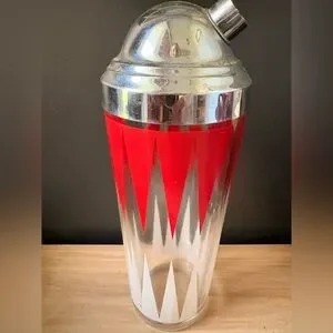 Dining | Vintage Red And Silver Cocktail Shaker | Poshmark